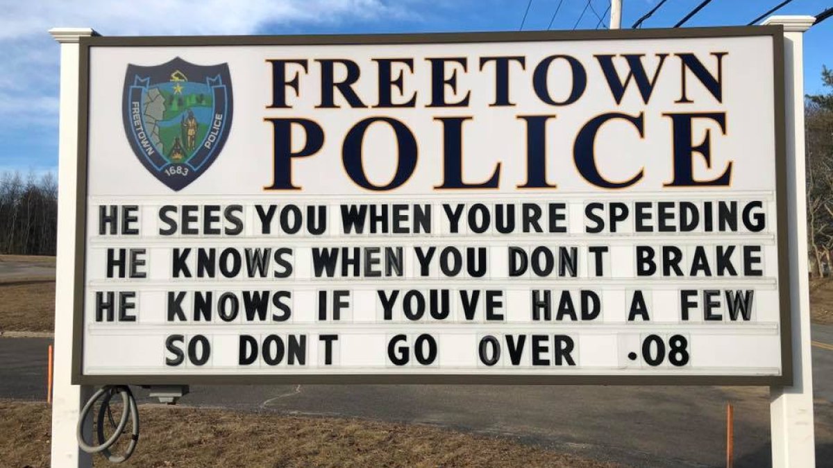 Freetown, Mass. Police Urge Drivers to Drive Sober in Christmas Fashion ...