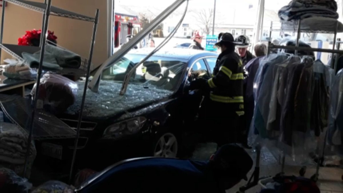 Laundromat Employee Injured After Car Crashes Into Building – NBC Boston