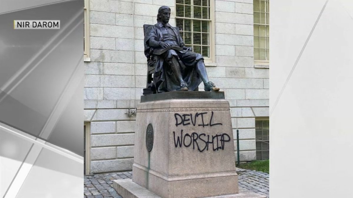 ‘Devil Worship’ Graffiti Found on John Harvard Statue – NBC Boston
