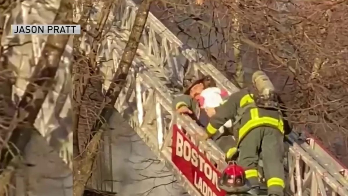 Mom and Children Rescued From Boston Blaze Reunited With Firefighters ...