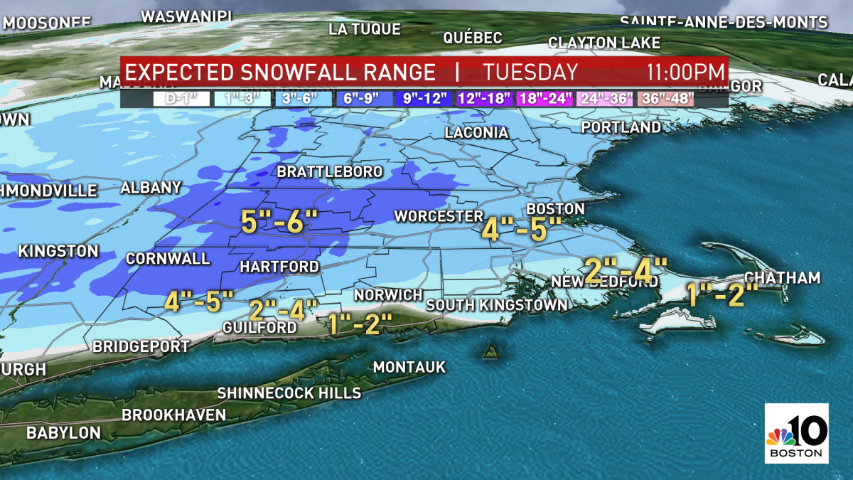 Storm to Dump Up to Six Inches of Snow Tuesday – NBC Boston