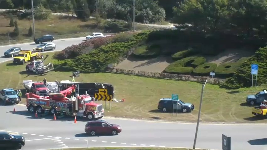 Truck Rolls Over in 2-Car Crash at Rotary Near Bourne Bridge to Cape ...