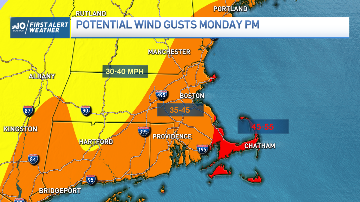 Morning Downpours, Strong Wind Monday – NBC Boston