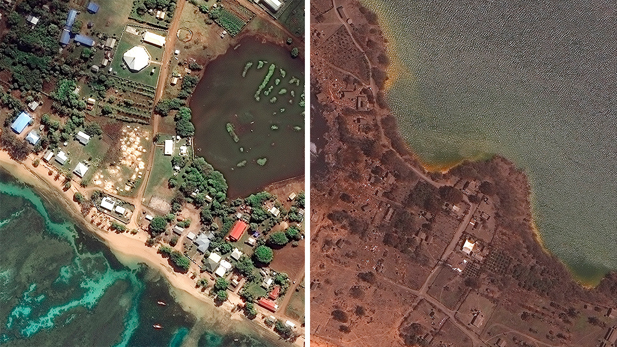 Satellite Images of Tonga Before, After Volcano Eruption, Tsunami – NBC ...