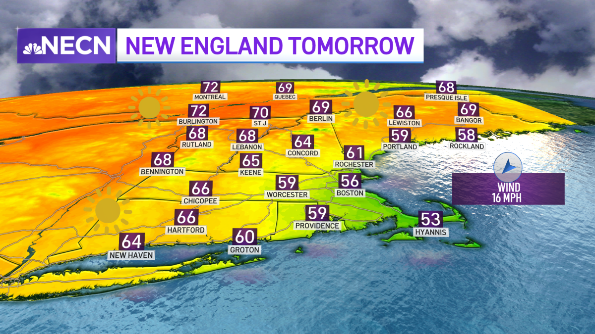 Clouds and Gusts Continue Tonight, Sunshine for Monday – NBC Boston