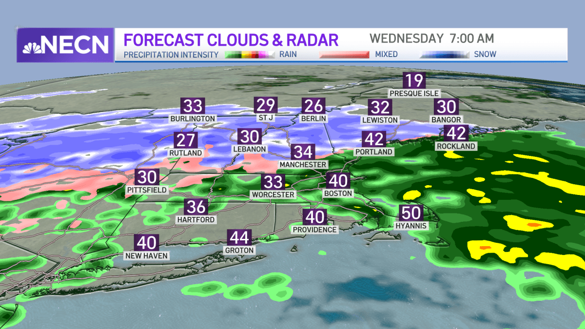 Snow Forecast Boston: Timeline, Totals for Wednesday’s Storm – NBC Boston