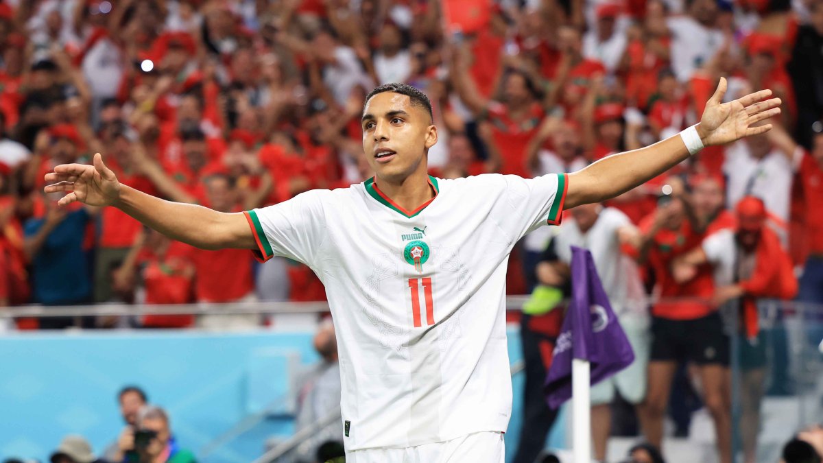 Morocco’s Abdelhamid Sabiri Beats Thibaut Courtois for Free Kick Goal ...