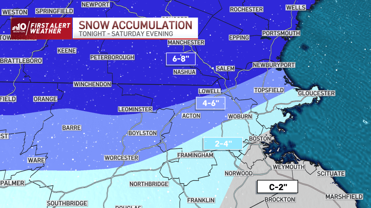 Boston MA Snow Storm in New England: Snowfall Total Maps, Wind Gusts ...