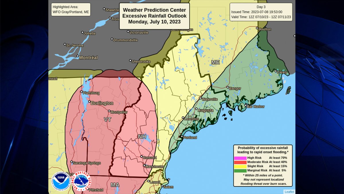 NH warns of flash flooding Monday, Tuesday – NBC Boston
