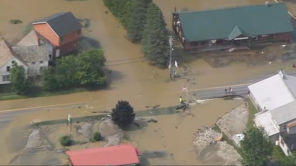 Vermont flood damage: Aerial video shows disaster – NBC Boston