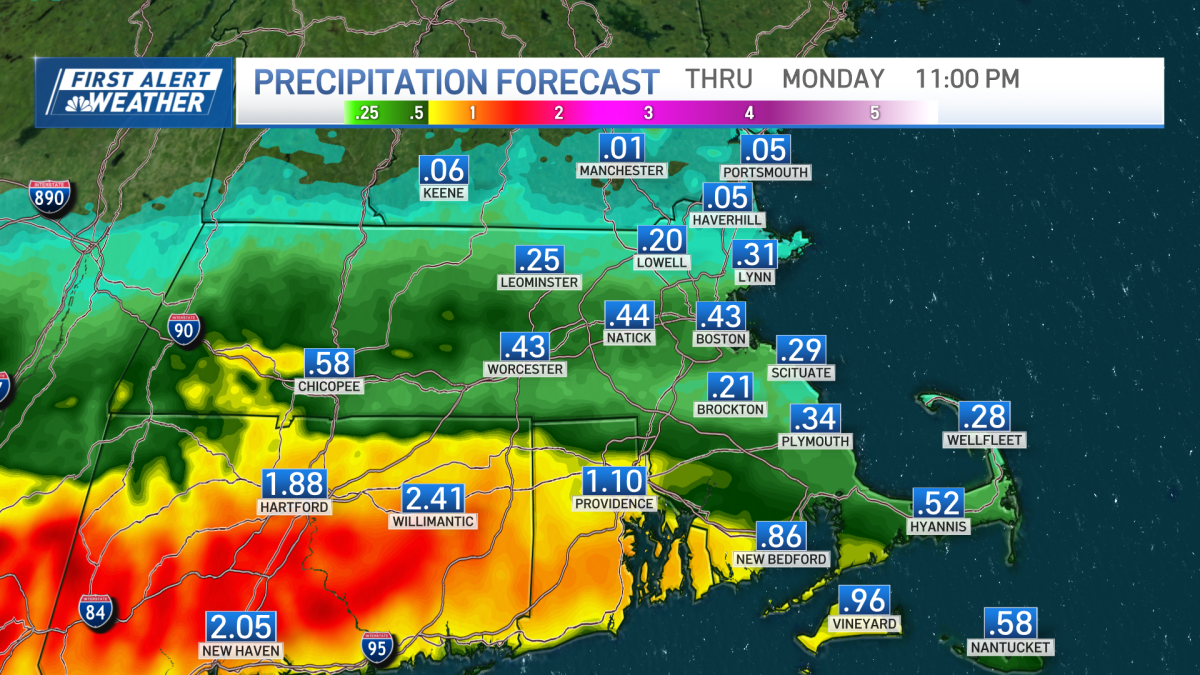Boston MA weather forecast: More rain today – NBC Boston