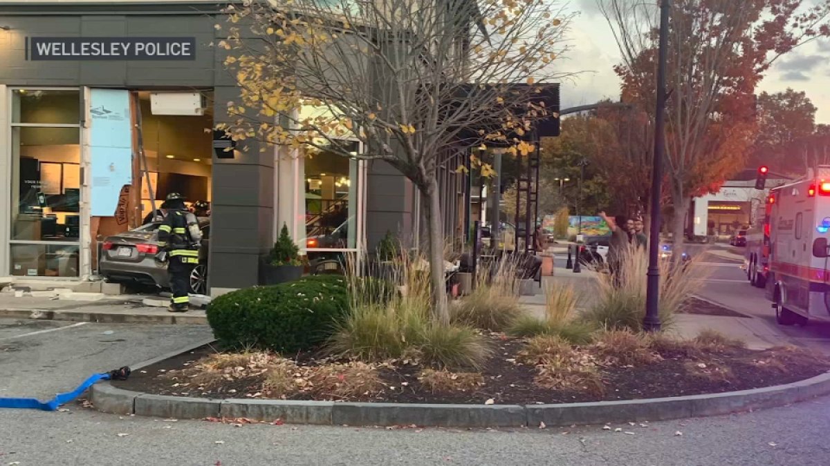 Linden St. Starbucks car into store – NBC Boston