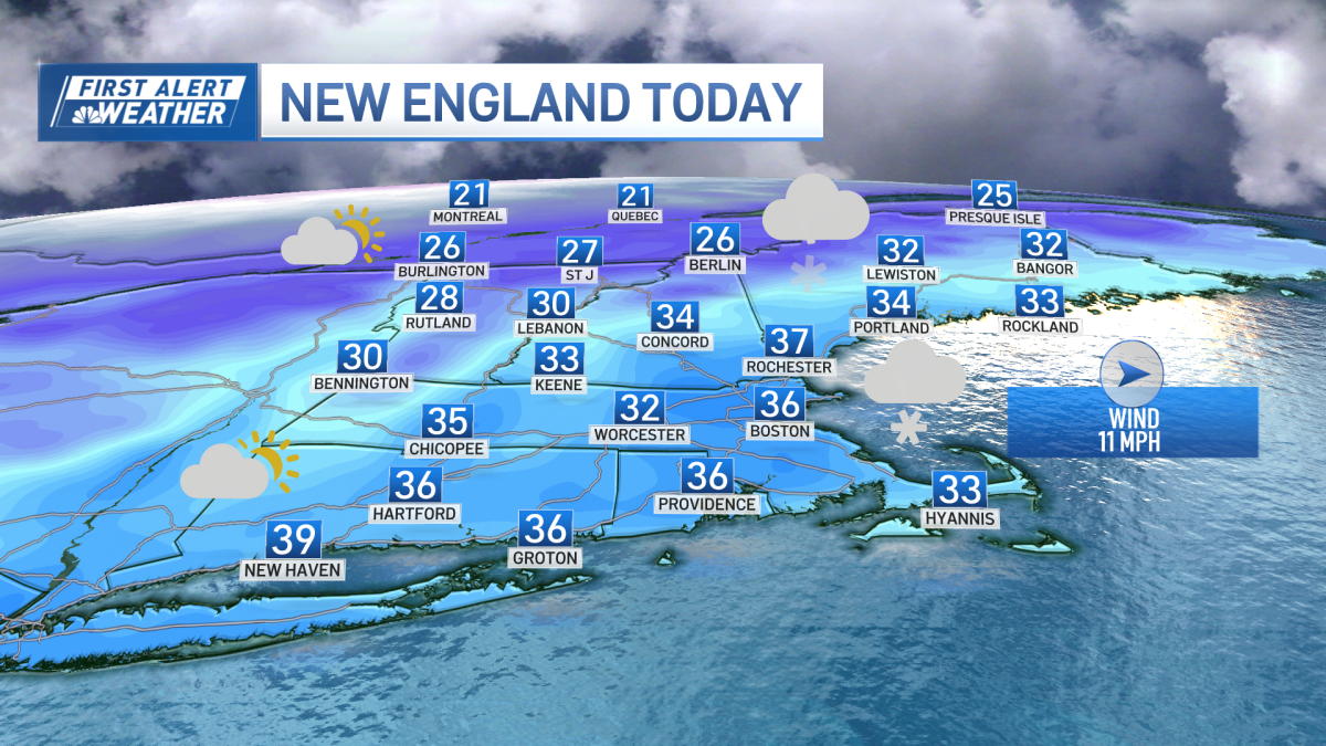 Boston, MA weather Chilly Saturday with light snow in the afternoon ...