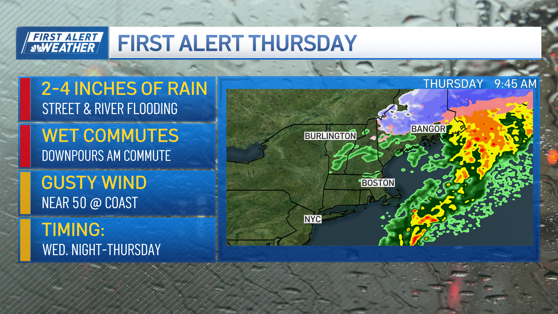 Boston, MA weather heavy rain Wed. night, flooding possible – NBC Boston