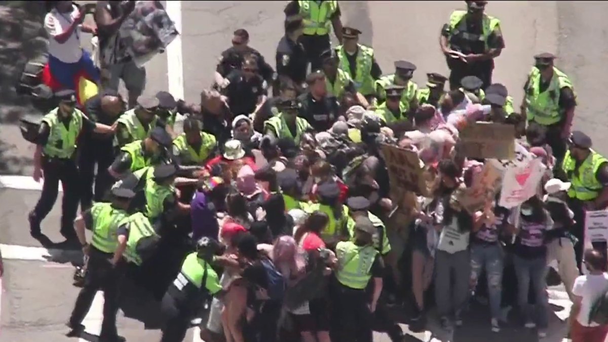 Multiple people detained at pro-Palestinian protest during Pride parade ...