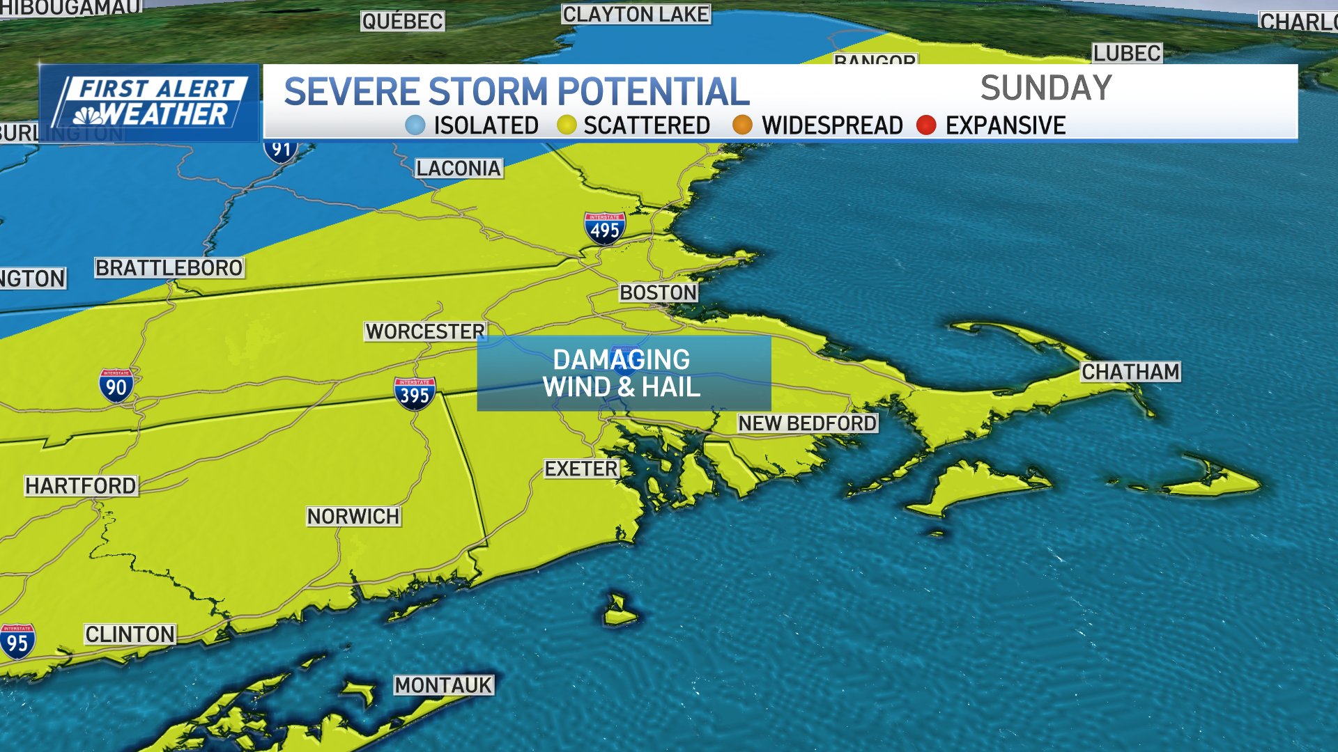 Severe storms in Mass. Sunday could bring damaging winds, hail – NBC Boston