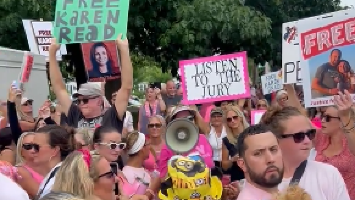 Karen Read update: Hundreds gather outside status hearing – NBC Boston