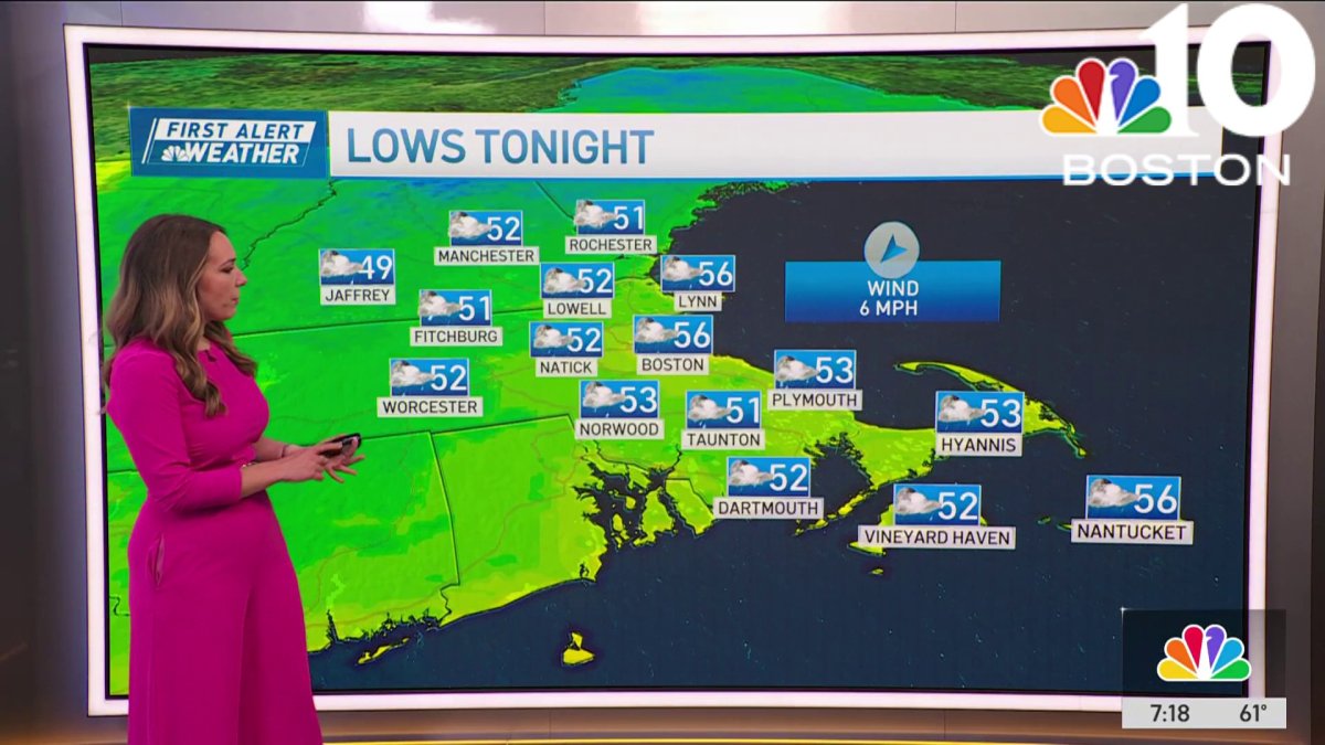 Weather forecast: Overnight temperatures in the 50s – NBC Boston