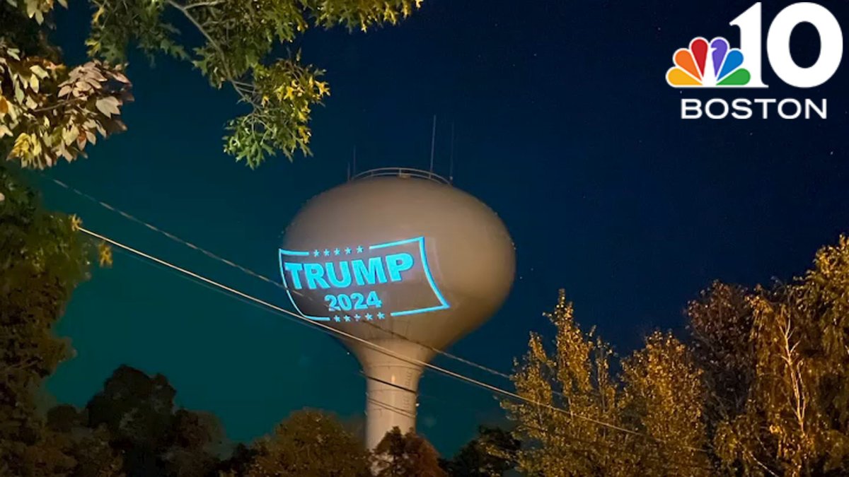 Town responds to Trump sign projected on Hanson water tower – NBC Boston
