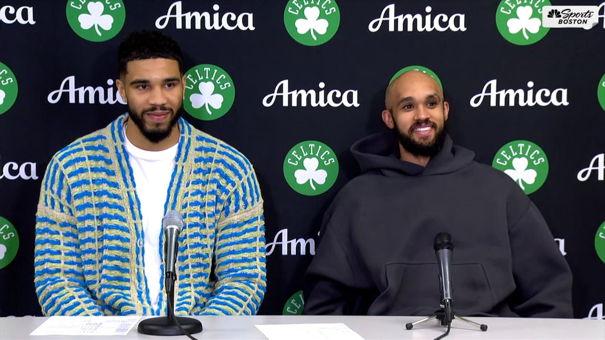 Jayson Tatum, Derrick White share hilarious exchange after Pistons win ...