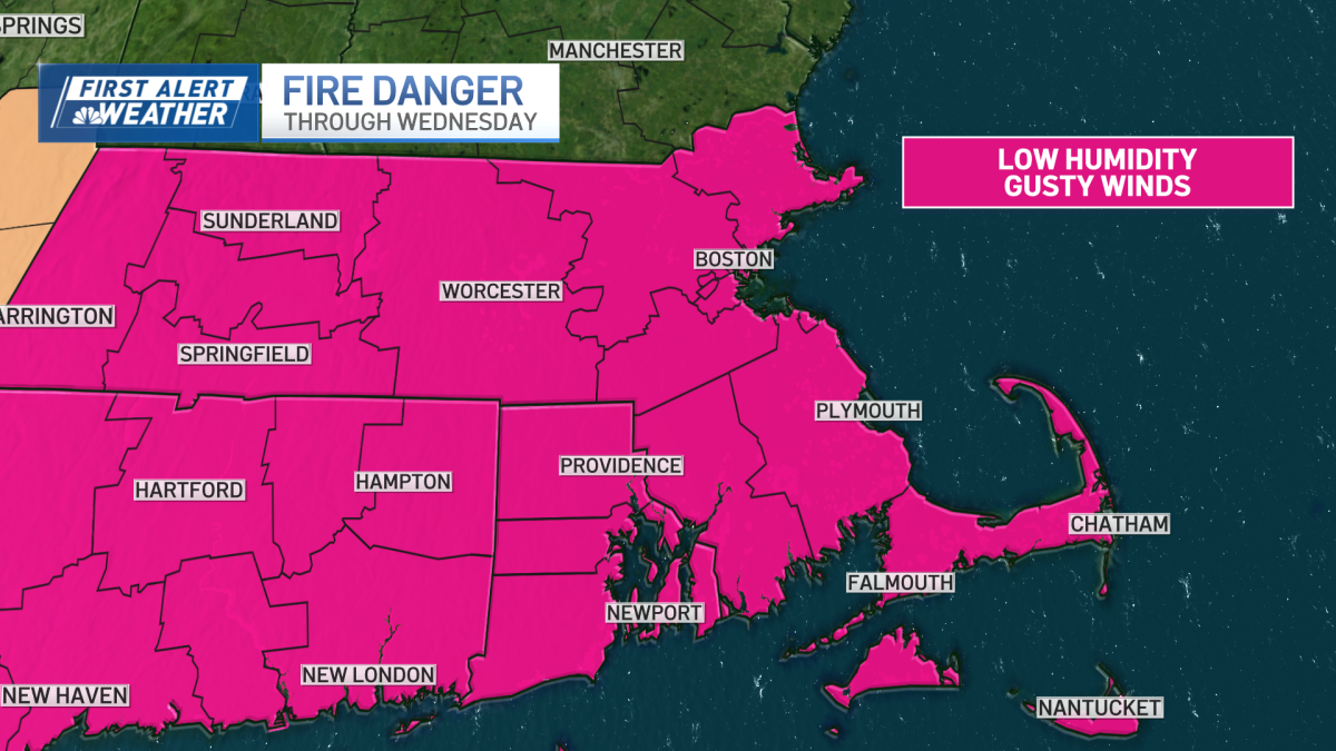 Mass. wildfire danger continues, frigid air moves in – NBC Boston