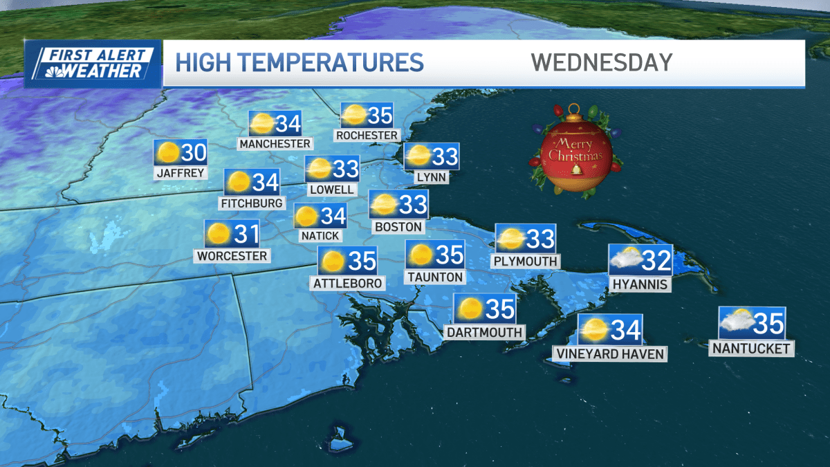 Boston’s Christmas forecast: Rain? Snow? Highs – NBC Boston