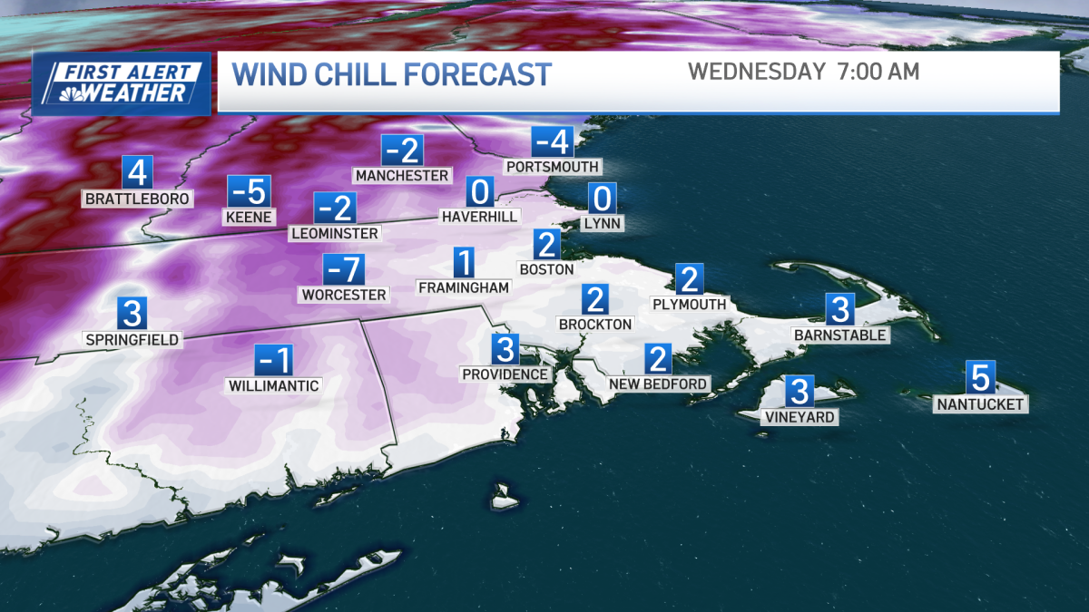 Massachusetts wind chills today and snowfall forecast – NBC Boston