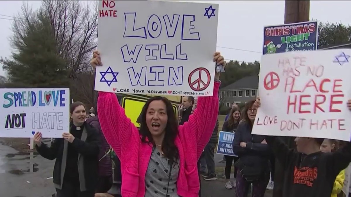 Antisemitic vandalism of Wayland pool building prompts rally – NBC Boston