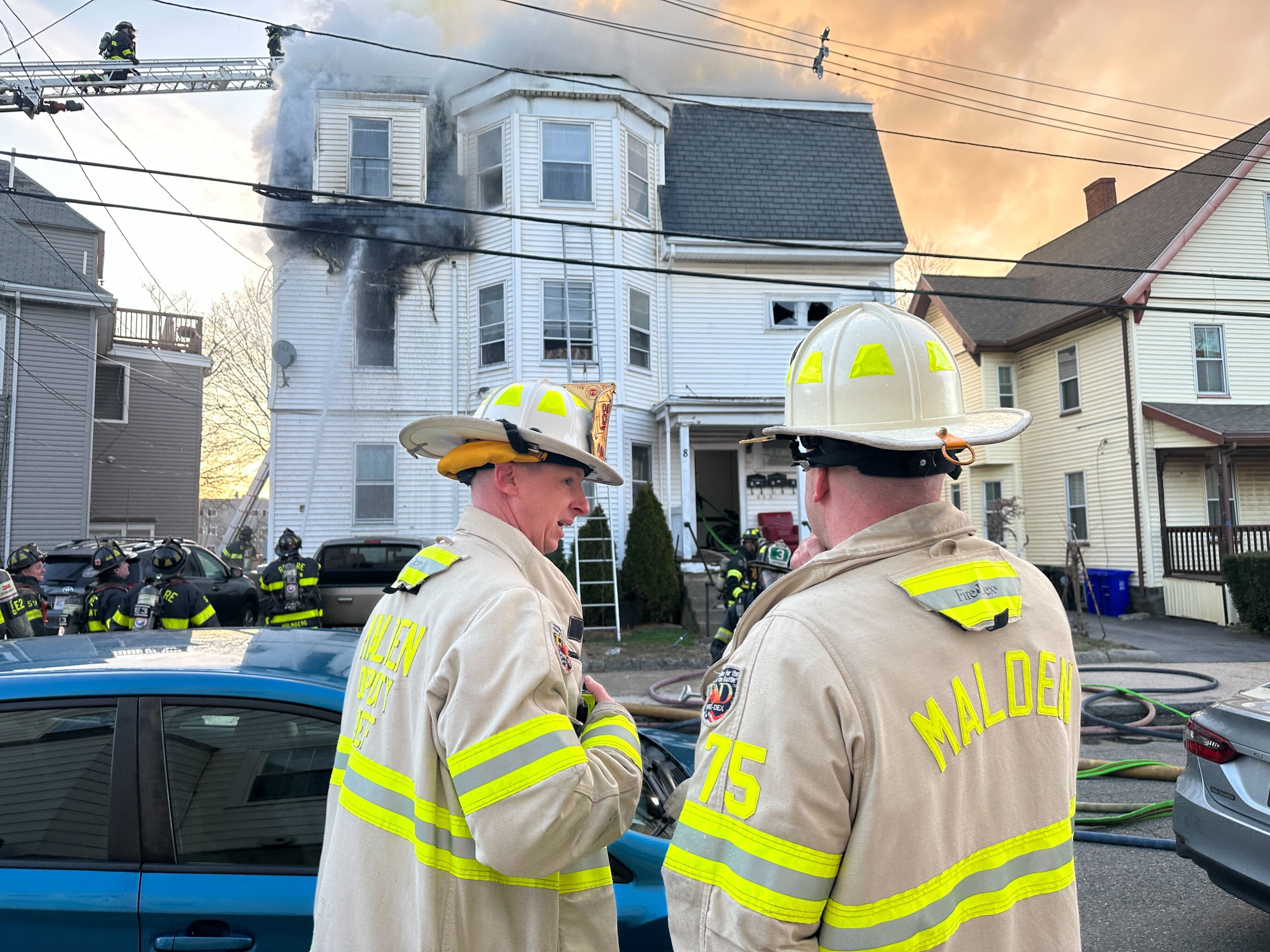 Firefighters battle large blaze in Malden; 2 suffer minor injuries ...