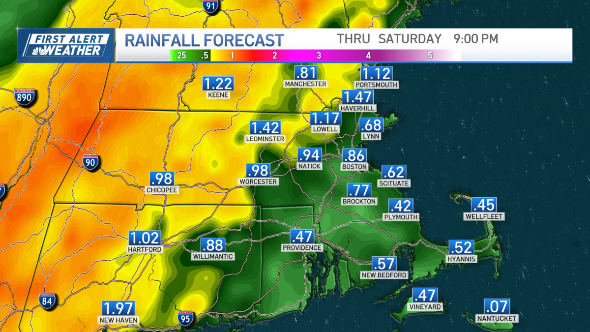 Boston forecast calls for rain, wind this weekend – NBC Boston