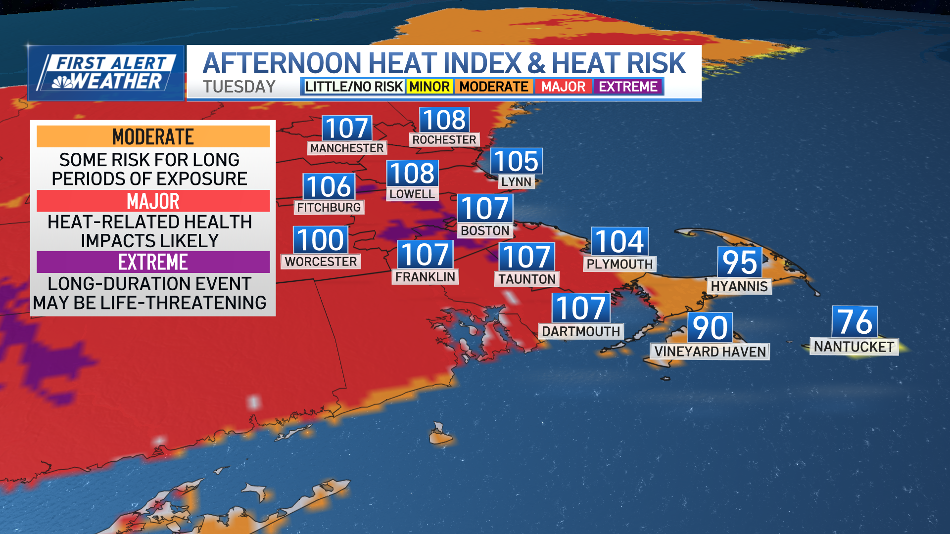 Boston heat wave: Temps in the 90s through Tuesday – NBC Boston