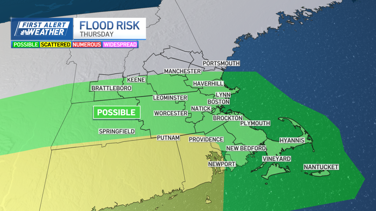 Heat advisory ends, heavy rain and flooding Thursday – NBC Boston