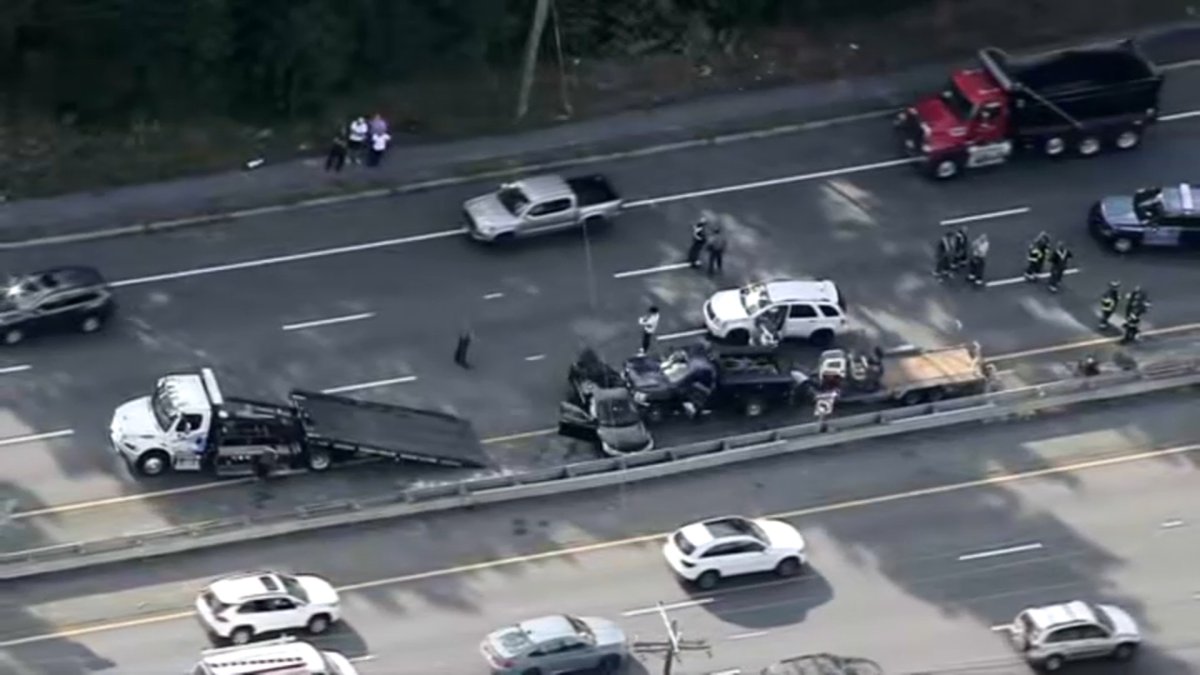 Police cruiser, 8 other cars crash on Route 1 in Saugus, Mass. – NBC Boston