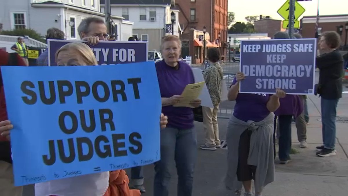 Rally for judge safety held at Medford, MA Justice Jackson event – NBC ...