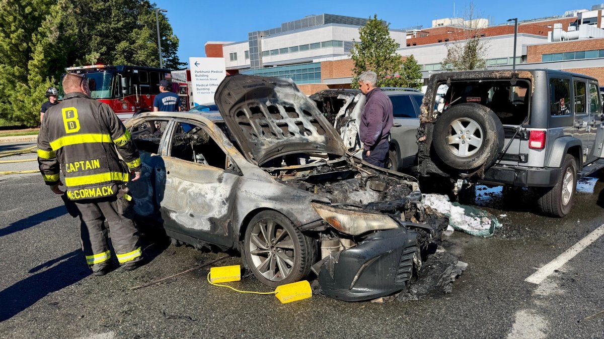 Beverly Hospital cars on fire in parking lot – NBC Boston