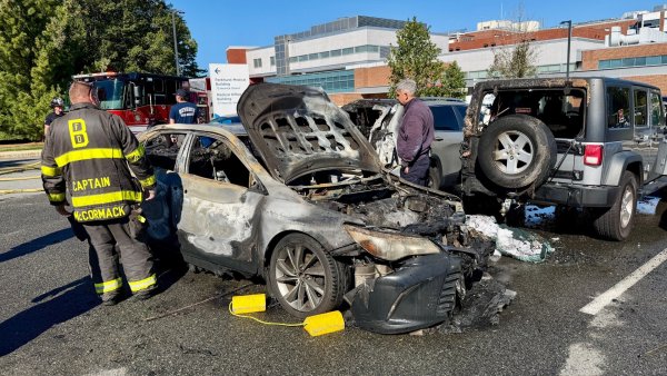 Beverly Hospital cars on fire in parking lot – NBC Boston