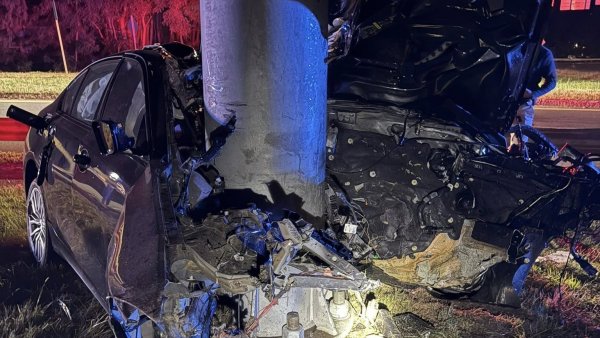 Woburn MA Route 38 rotary car crash into pole – NBC Boston