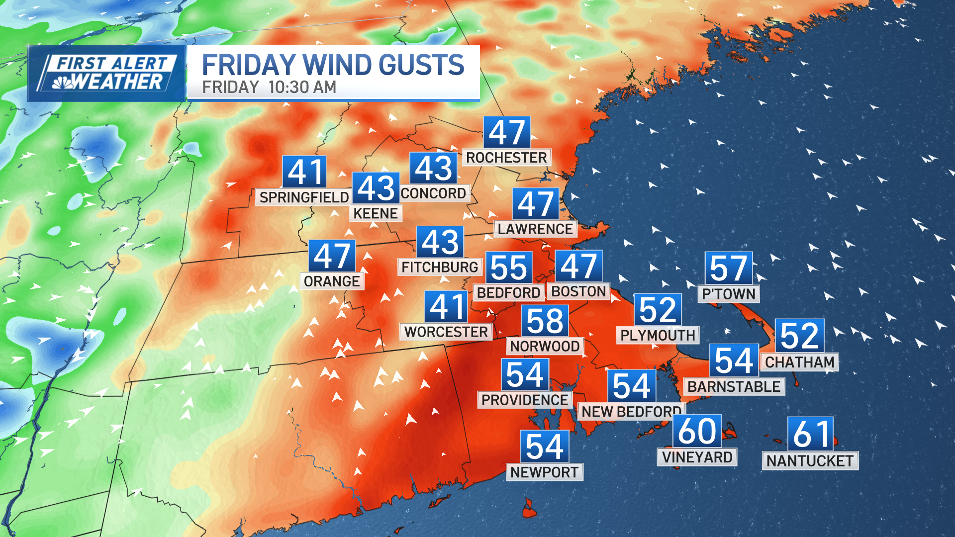 Heavy rain and strong winds a threat on Friday – NBC Boston