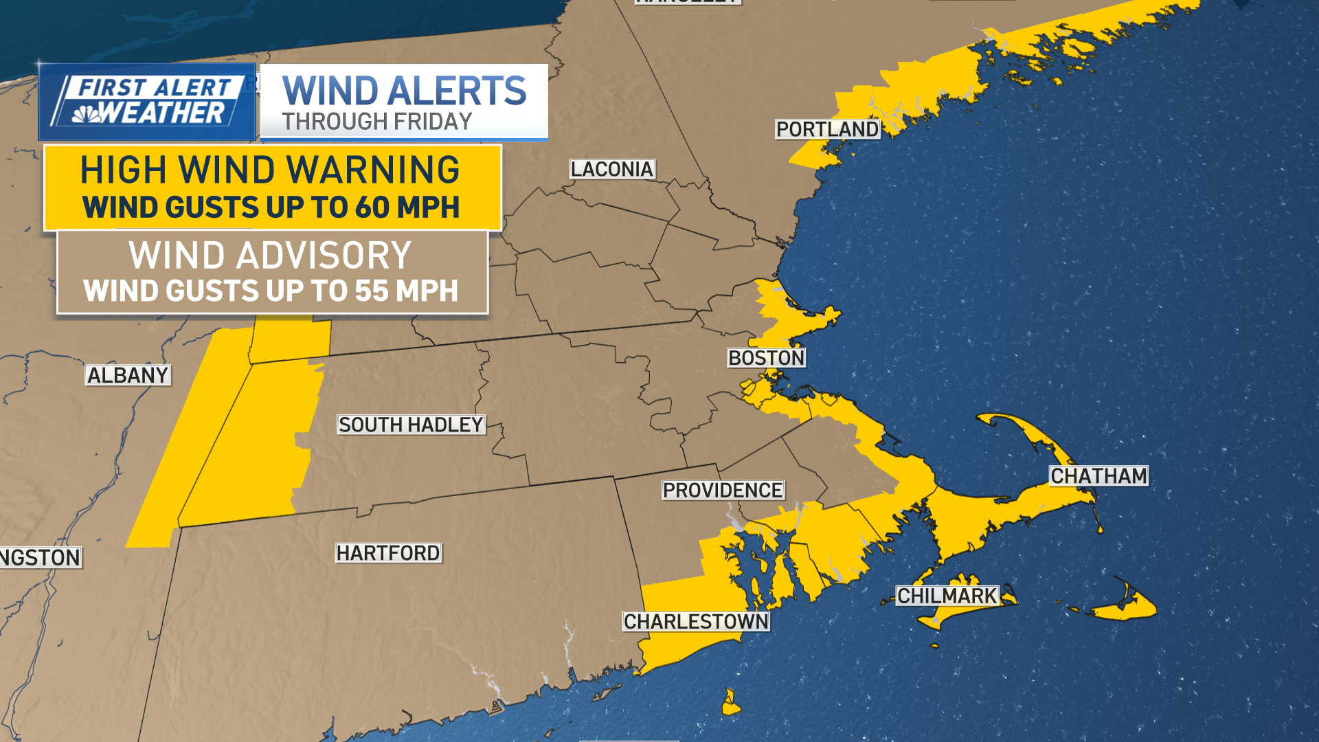 Weather today: High wind warning, heavy rain – NBC Boston