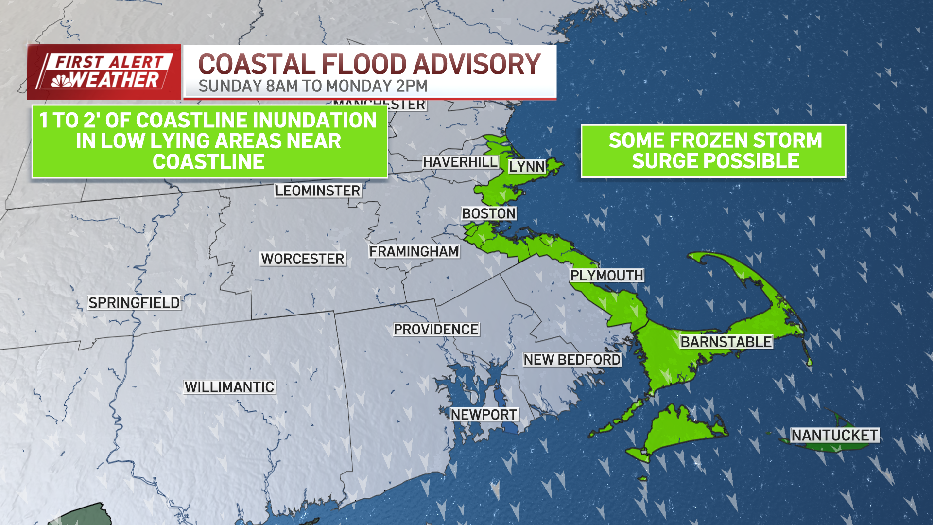Storm today brings gusty winds, snow and flooding risk – NBC Boston