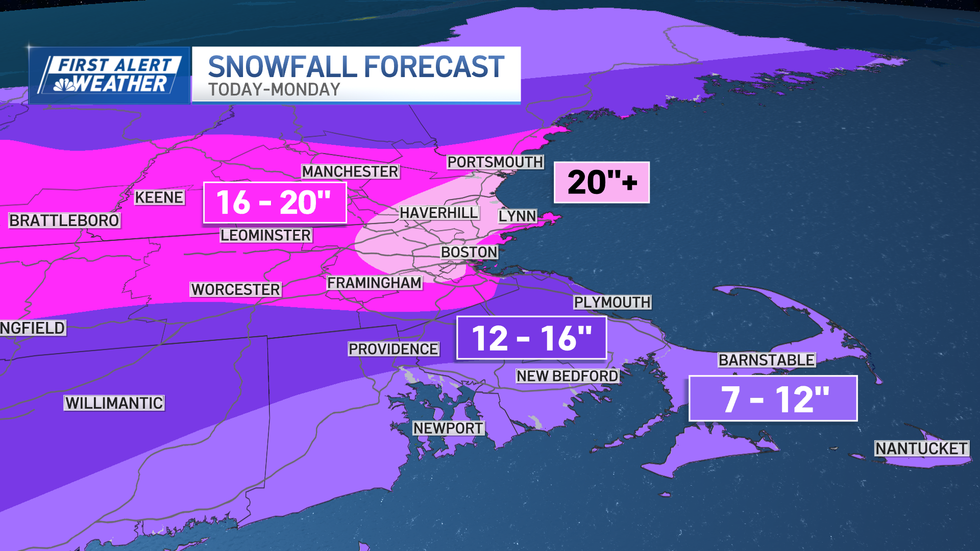 How much snow in Boston so far? Tracking the winter storm – NBC Boston