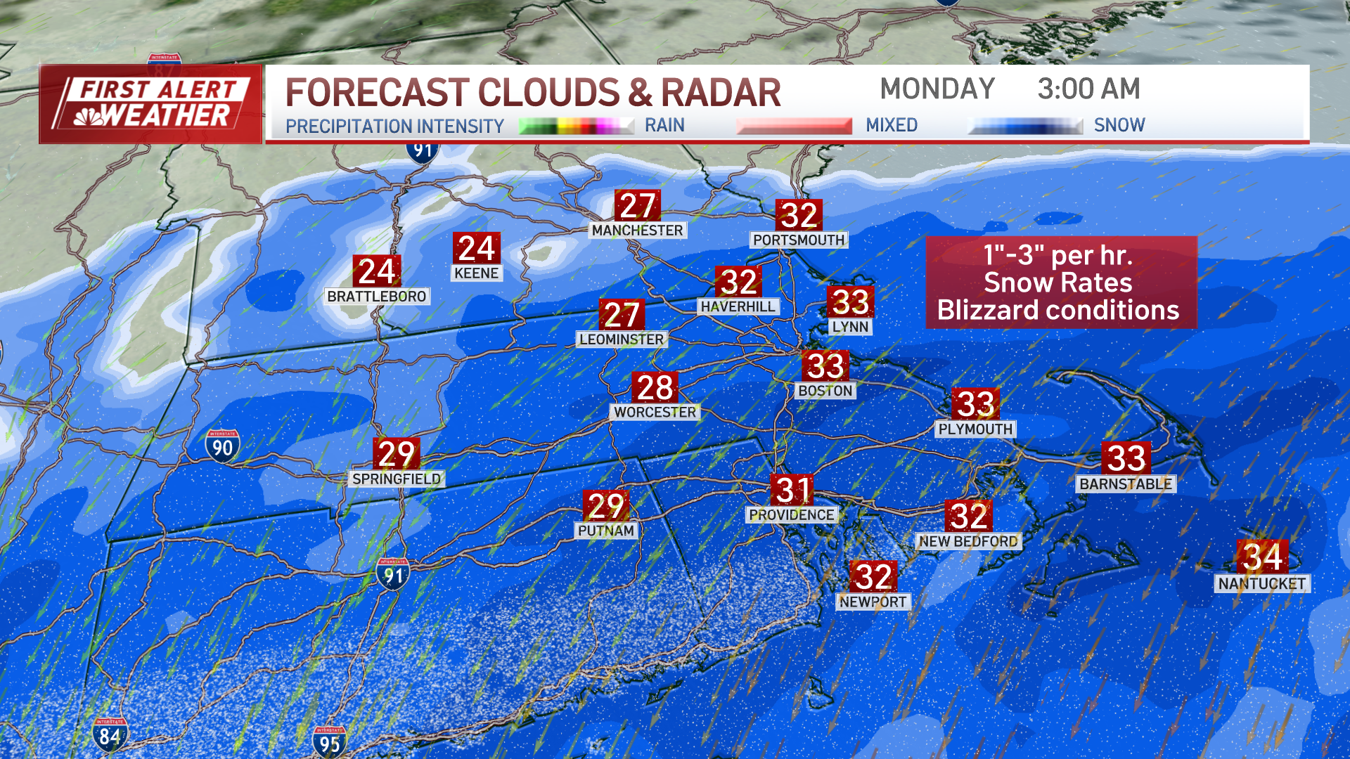 Boston, MA snow storm forecast — blizzard, radar, wind damage – NBC Boston