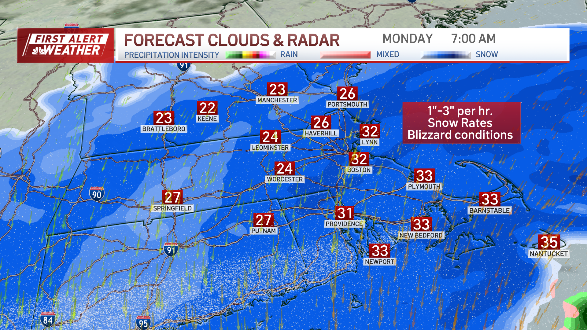 Boston, MA snow storm forecast — blizzard, radar, wind damage – NBC Boston