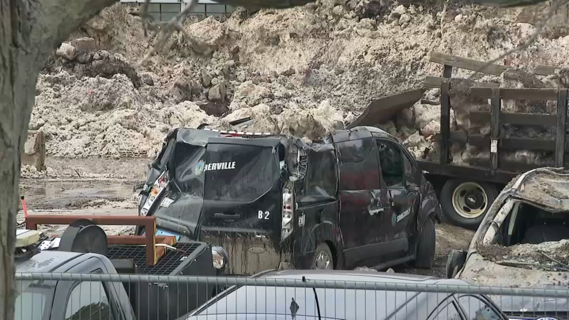 Photos: Melting huge pile of snow reveals damaged cars in Mass. – NBC ...