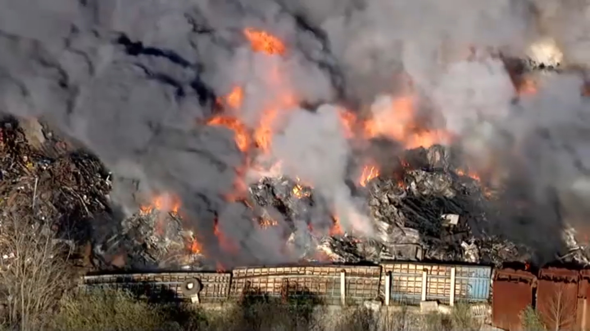 Video: Large scrap yard fire burning in Westport, Mass. – NBC Boston